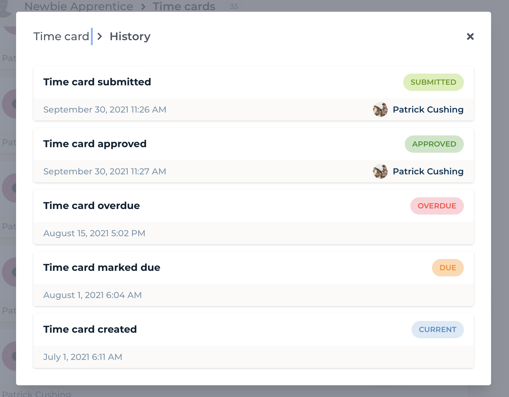 How can I view the history of a timecard/evaluation? – WorkHands