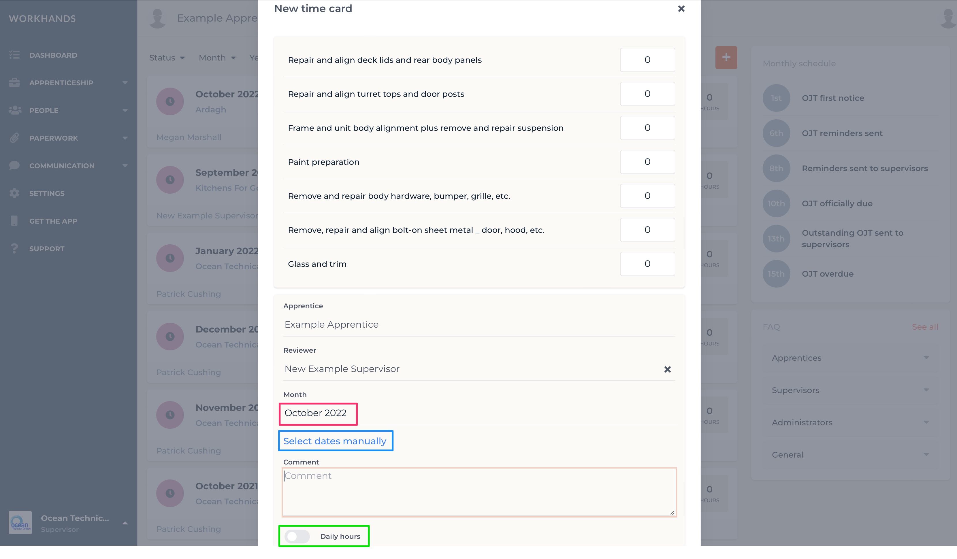 How do I add a missing time card to an apprentice? – WorkHands