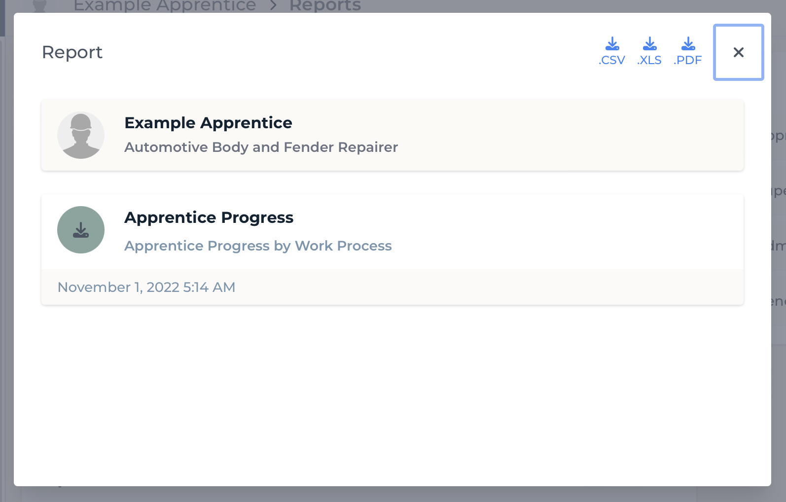 Are there apprentice-specific reports we can use in our off-WorkHands ...